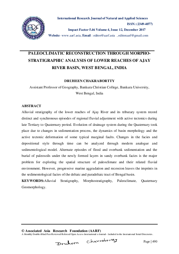(PDF) PALEOCLIMATIC RECONSTRUCTION THROUGH MORPHO-STRATIGRAPHIC ...