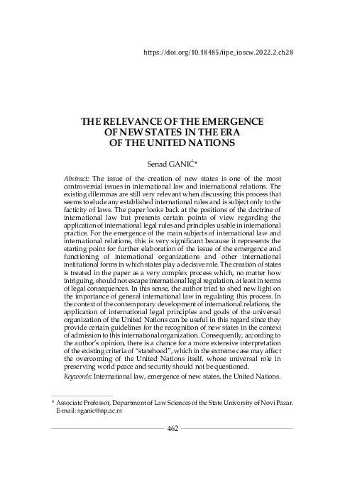 (PDF) The Relevance of the Emergence of New States in the Era of the ...