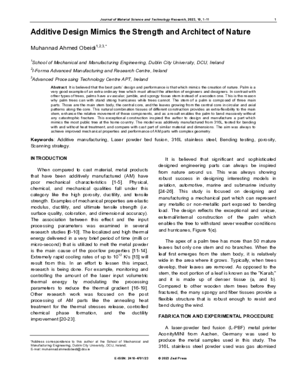 (PDF) Additive Design Mimics the Strength and Architect of Nature