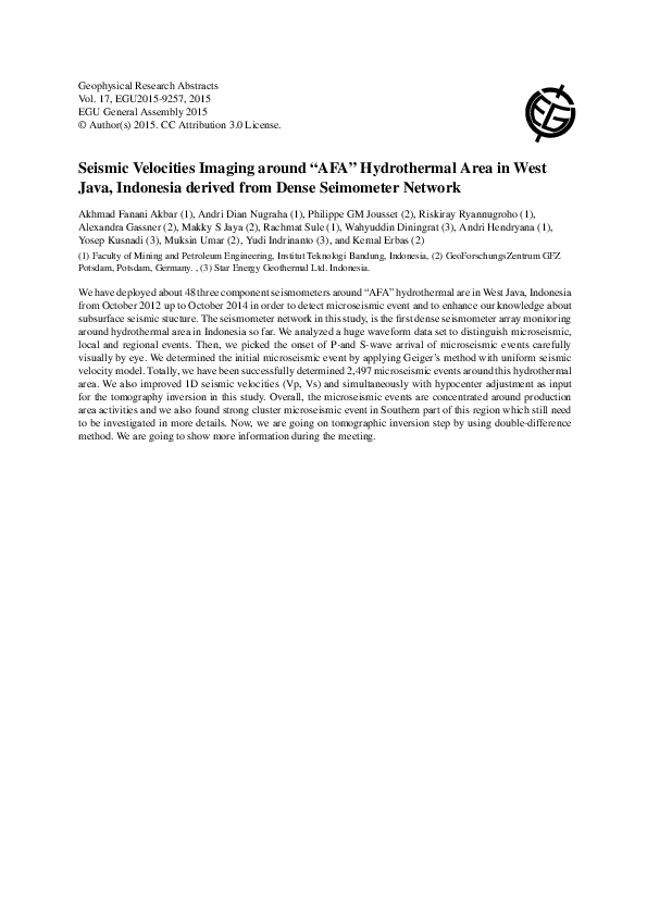 (PDF) Seismic Velocities Imaging around "AFA" Hydrothermal Area in West ...