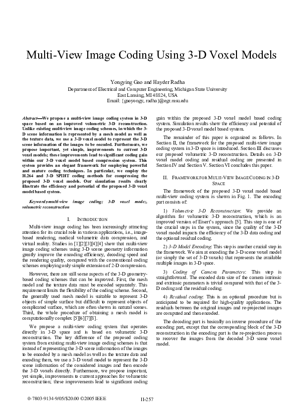 (PDF) Multi-view image coding using 3-D voxel models | Hayder Radha - Academia.edu
