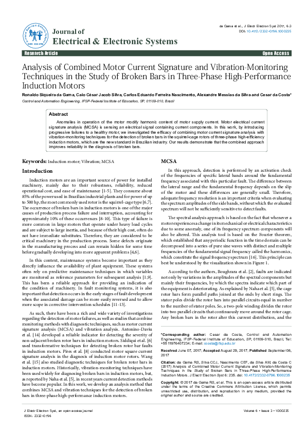 (PDF) Analysis of Combined Motor Current Signature and Vibration-Monitoring Techniques in the ...