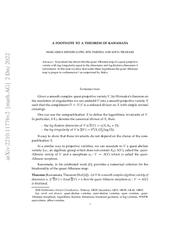 (PDF) A footnote to a theorem of Kawamata