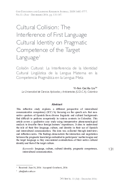 (PDF) Cultural Collision: The Interference of First Language Cultural ...