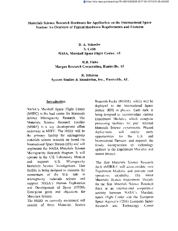 (PDF) Materials science research hardware for application on the ...