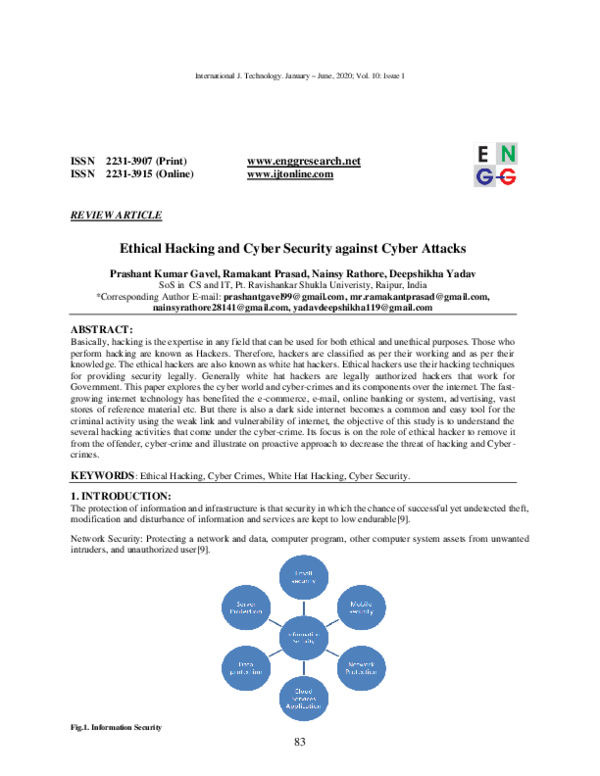 (PDF) Ethical Hacking and Cyber Security against Cyber Attacks