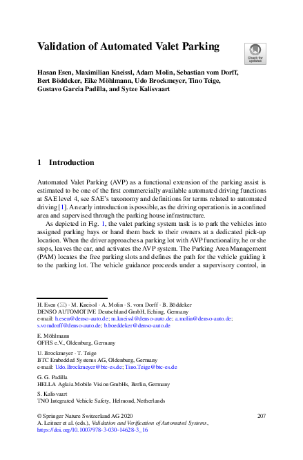 (PDF) Validation of Automated Valet Parking
