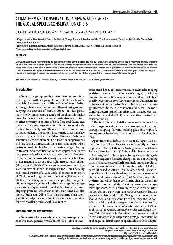 (PDF) Climate-smart conservation, a new way to tackle the global ...