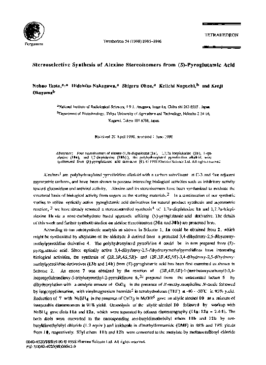(PDF) Stereoselective synthesis of alexine stereoisomers from (S ...