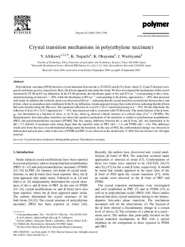 (PDF) Crystal transition mechanisms in poly(ethylene succinate)
