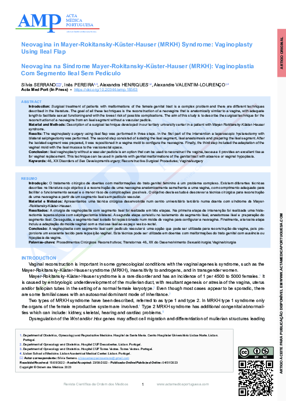 (PDF) Neovagina in Mayer-Rokitansky-Küster-Hauser (MRKH) Syndrome: Vaginoplasty Using Ileal Flap