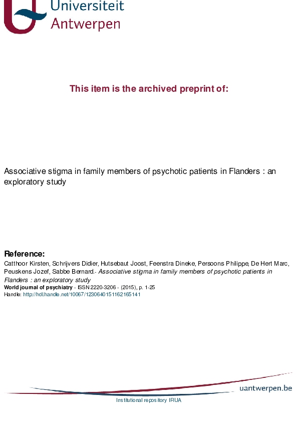 (PDF) Associative stigma in family members of psychotic patients in ...