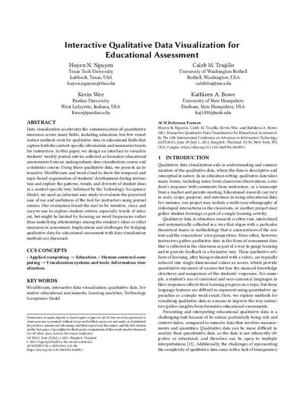 (PDF) Interactive Qualitative Data Visualization for Educational Assessment