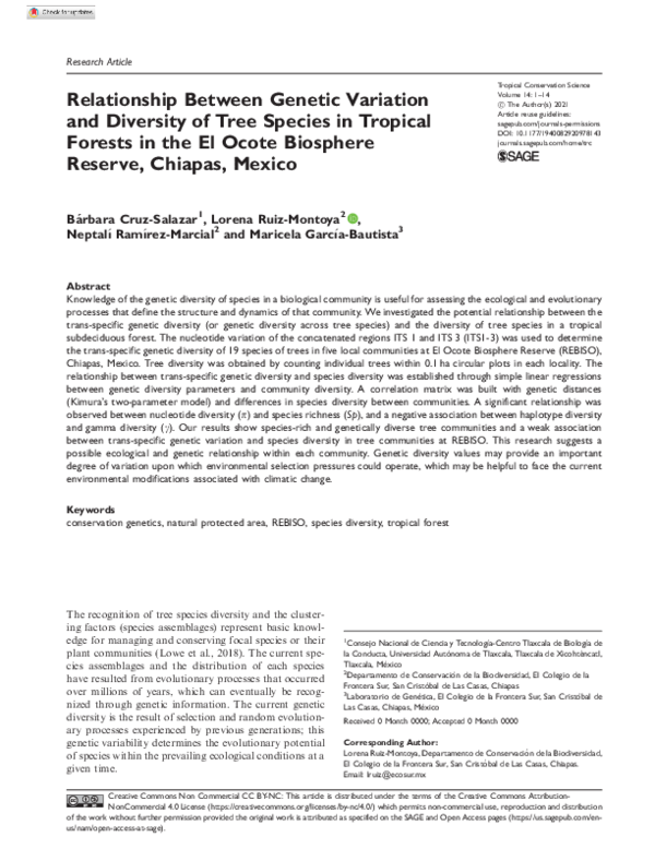 (PDF) Relationship Between Genetic Variation and Diversity of Tree ...