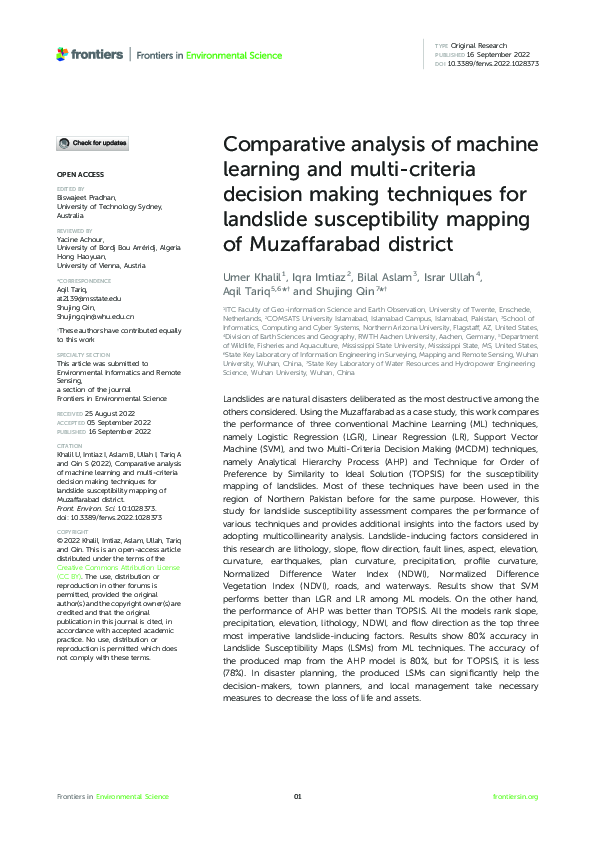 (PDF) Comparative analysis of machine learning and multi-criteria decision making techniques for ...