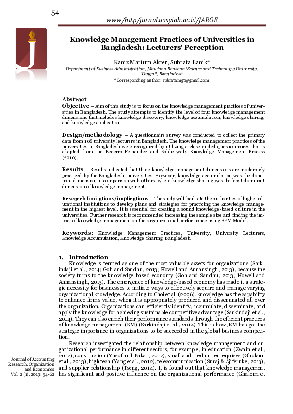 (PDF) Knowledge Management Practices of Universities in Bangladesh ...
