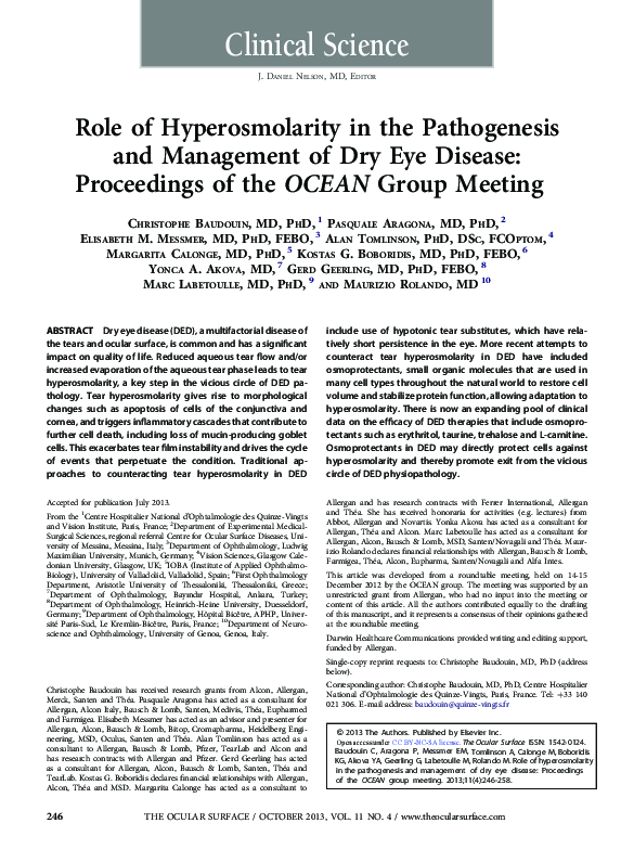 (PDF) Role of Hyperosmolarity in the Pathogenesis and Management of Dry ...