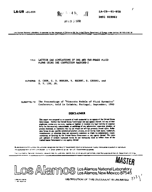 (PDF) Lattice Gas Simulations of One and Two-Phase Fluid Flows Using ...