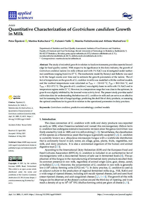(PDF) Quantitative Characterization of Geotrichum candidum Growth in ... (PDF) Quantitative Characterization of Geotrichum candidum Growth in ...
