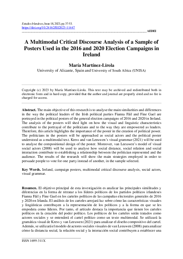 (PDF) A Multimodal Critical Discourse Analysis of a Sample of Posters Used in the 2016 and 2020 ...
