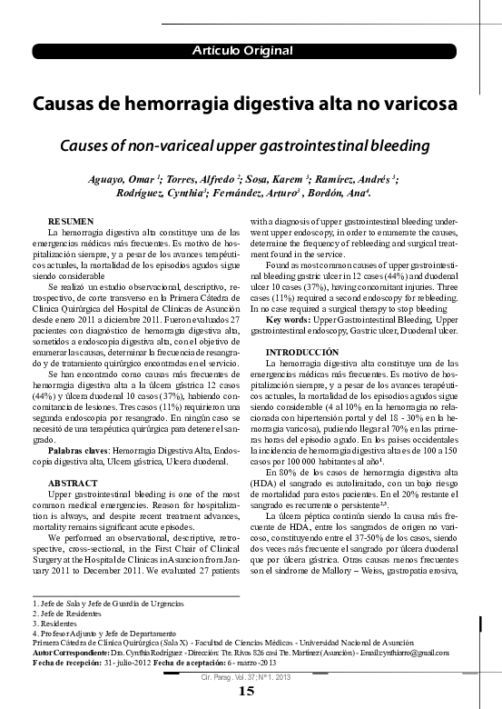 (PDF) Causes of non-variceal upper gastrointestinal bleeding