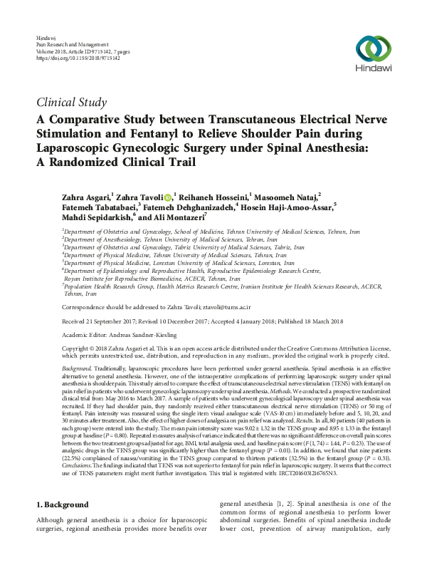 (PDF) A Comparative Study between Transcutaneous Electrical Nerve ...