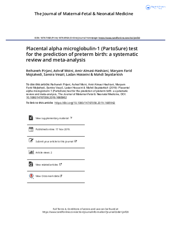 (PDF) Placental alpha microglobulin-1 (PartoSure) test for the ...