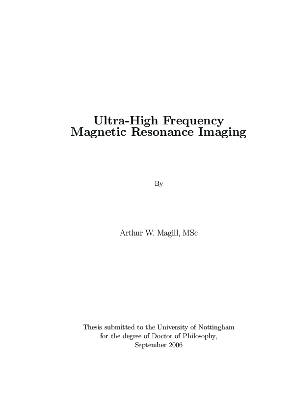 (PDF) Ultra-high frequency magnetic resonance imaging