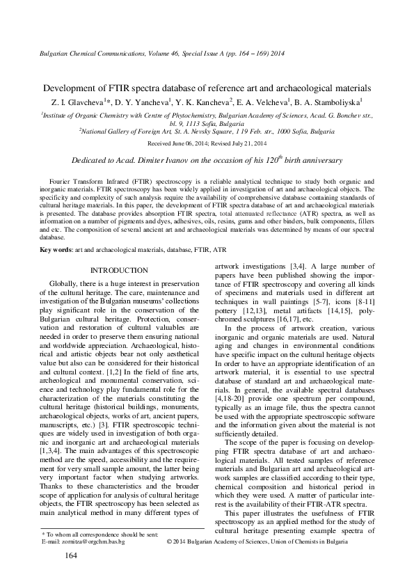 (PDF) Development of FTIR spectra database of reference art and ...