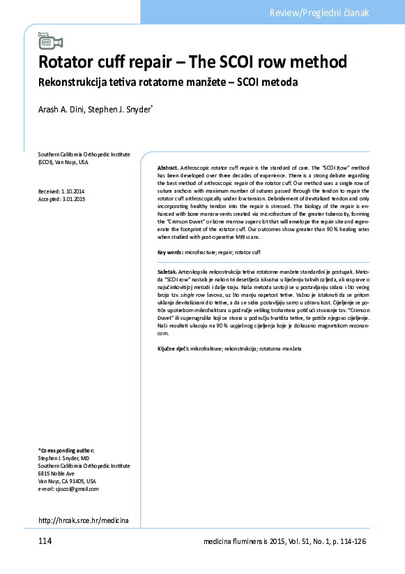 (PDF) Rotator cuff repair – The SCOI row method