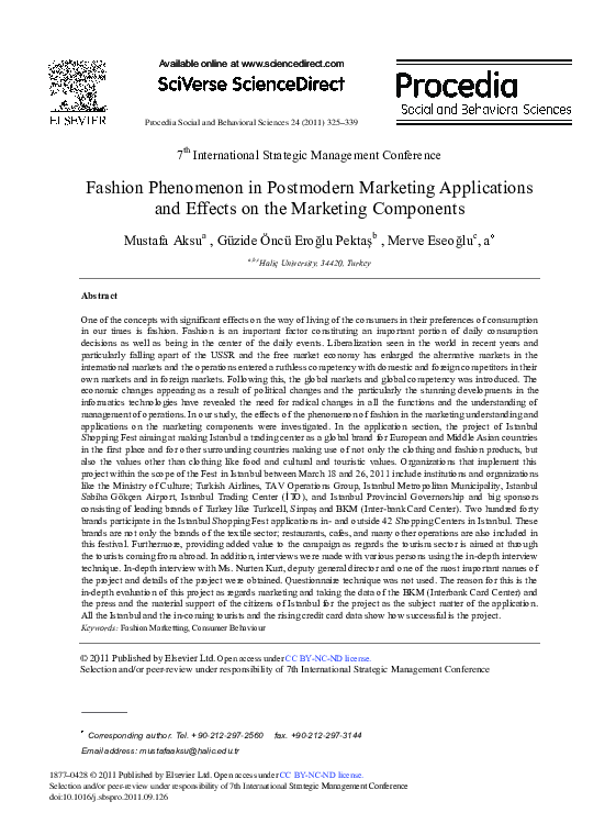 (PDF) Fashion Phenomenon in Postmodern Marketing Applications and ...