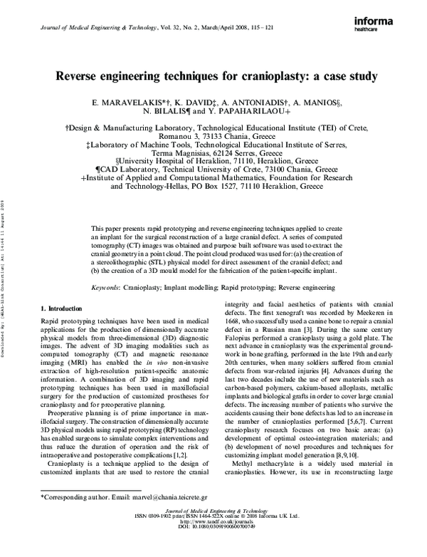 (PDF) Reverse engineering techniques for cranioplasty: a case study