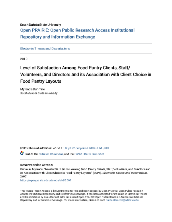 (PDF) Level of Satisfaction Among Food Pantry Clients, Staff/Volunteers ...