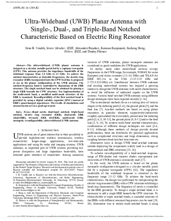 (PDF) Ultrawideband (UWB) Planar Antenna with Single-, Dual-, and Triple-Band Notched ...