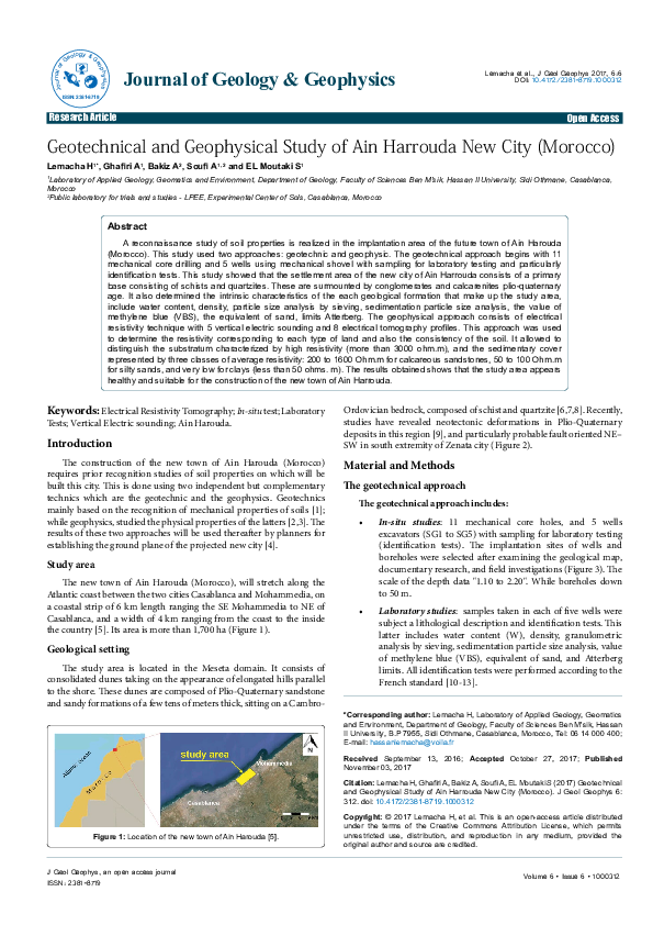 (PDF) Geotechnical and Geophysical Study of Ain Harrouda New City ...