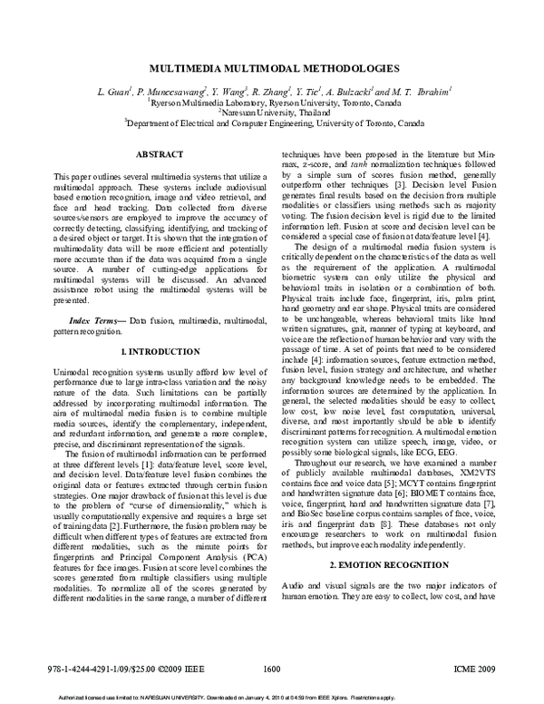 Pdf Multimedia Multimodal Methodologies