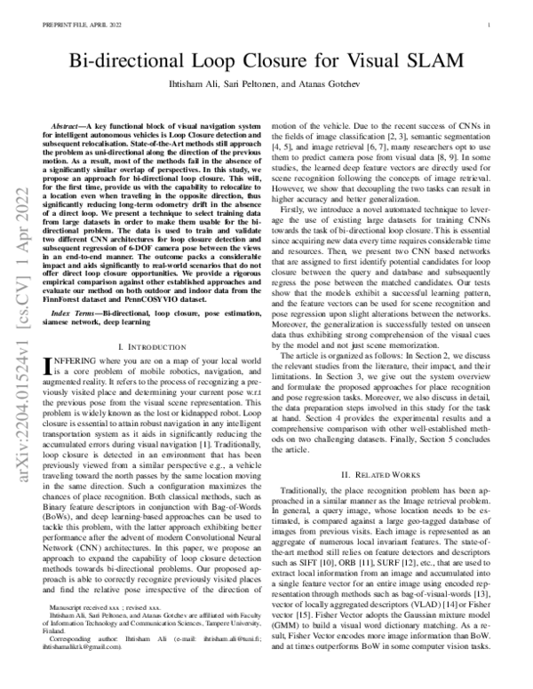 (PDF) Bi-directional Loop Closure for Visual SLAM
