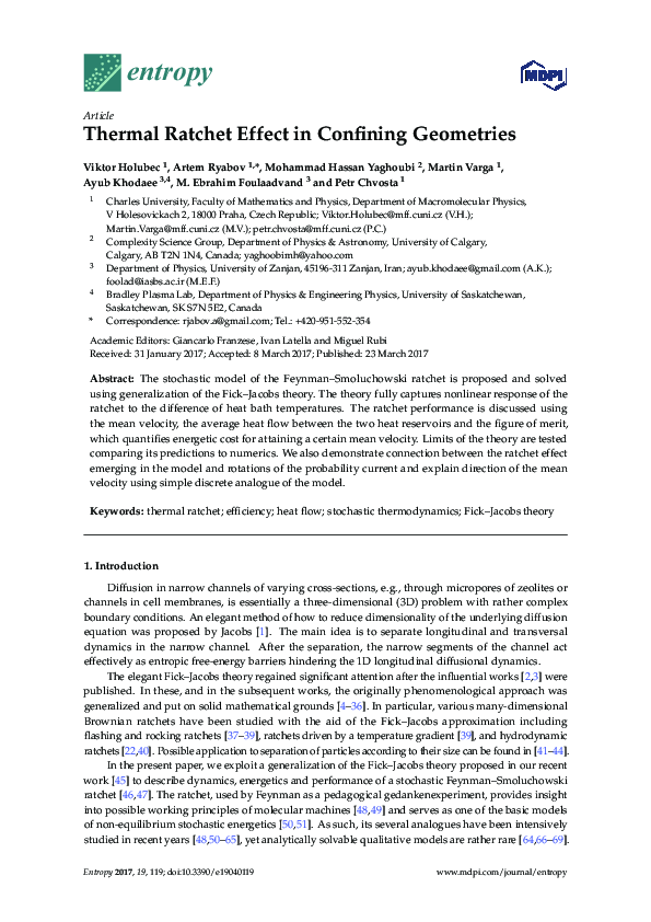 (PDF) Thermal Ratchet Effect in Confining Geometries