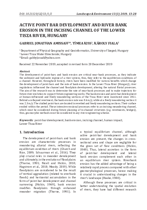 (PDF) Active point bar development and river bank erosion in the ...