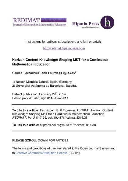 (PDF) Horizon Content Knowledge: shaping MKT for a continuous ...