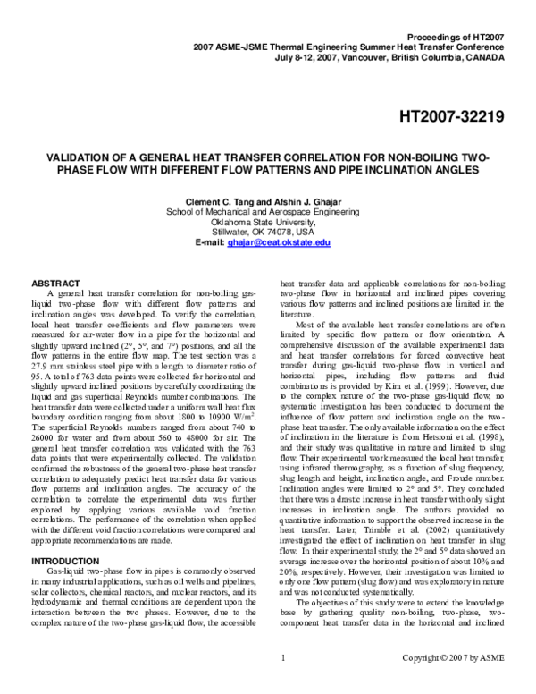 (PDF) Validation of a General Heat Transfer Correlation for Non-Boiling Two-Phase Flow With ...
