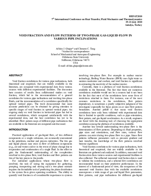 (PDF) Void fraction and flow patterns of two phase gas-liquid flow in ...