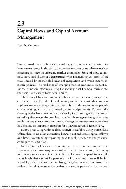 (PDF) Capital Flows and Capital Account Management