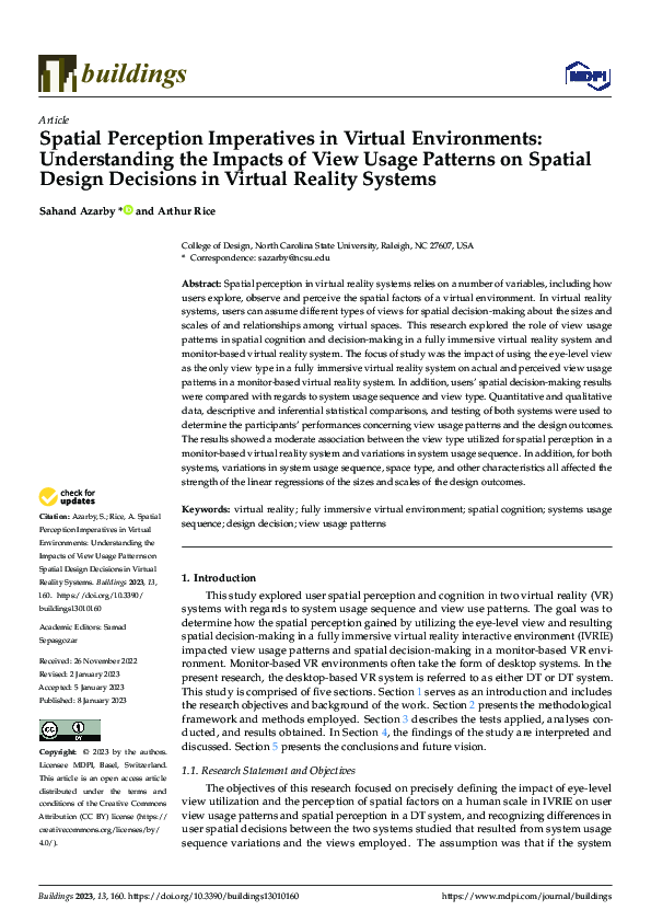 (PDF) Spatial Perception Imperatives in Virtual Environments: Understanding the Impacts of View ...
