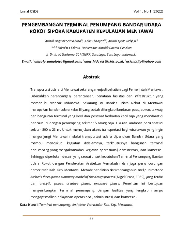 (PDF) Pengembangan Terminal Penumpang Bandar Udara Rokot Sipora ...