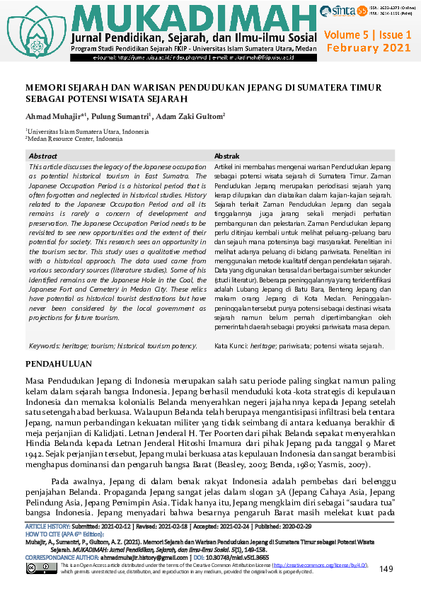(PDF) Memori Sejarah dan Warisan Pendudukan Jepang di Sumatera Timur ...
