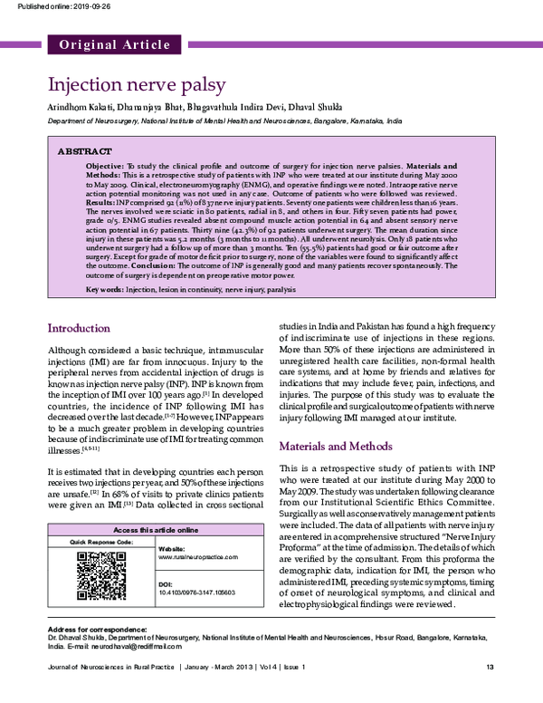 (PDF) Injection nerve palsy