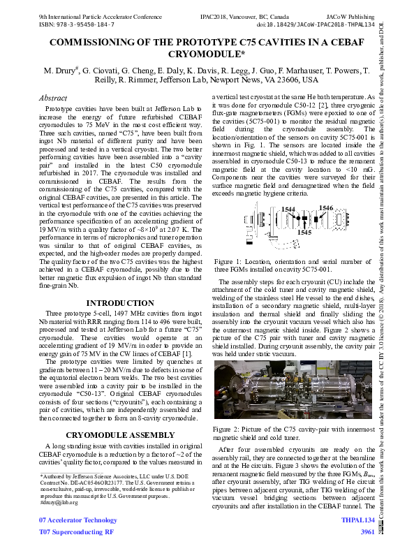 (PDF) Commissioning of the Prototype C75 Cavities in a CEBAF Cryomodule
