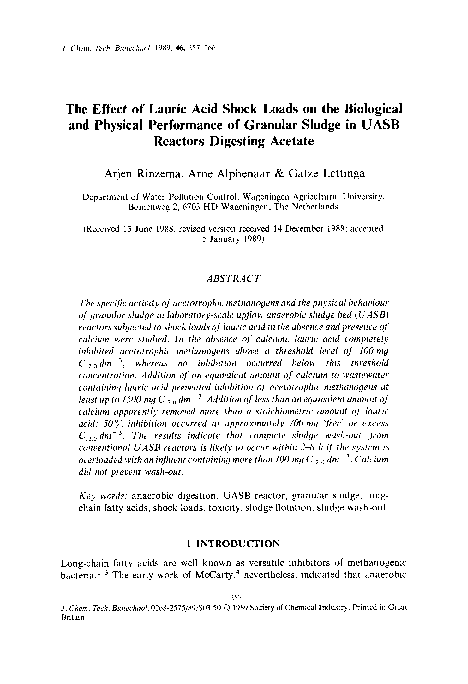 (PDF) The effect of lauric acid shock loads on the biological and ...
