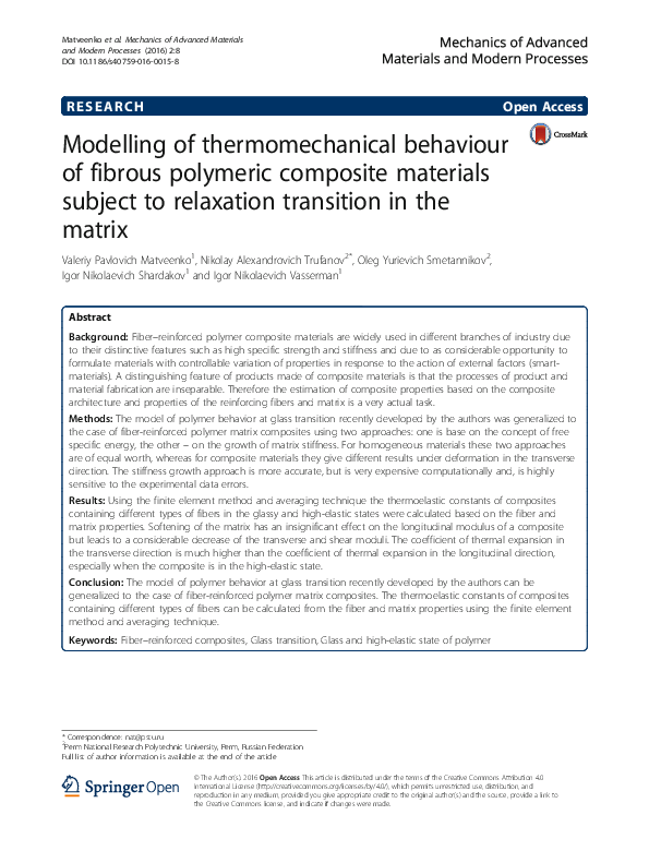 (PDF) Modelling of thermomechanical behaviour of fibrous polymeric composite materials subject ...